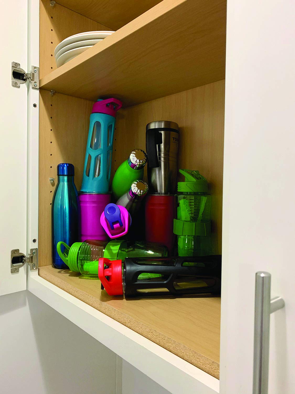 Jokari Tumbler and Bottle Storage Organizer Door Rack Holds Large Water and Drinking Containers with a Unique Over the Door Shelf System with Mesh Net Sleeves that Hangs Perfect in a Kitchen Pantry