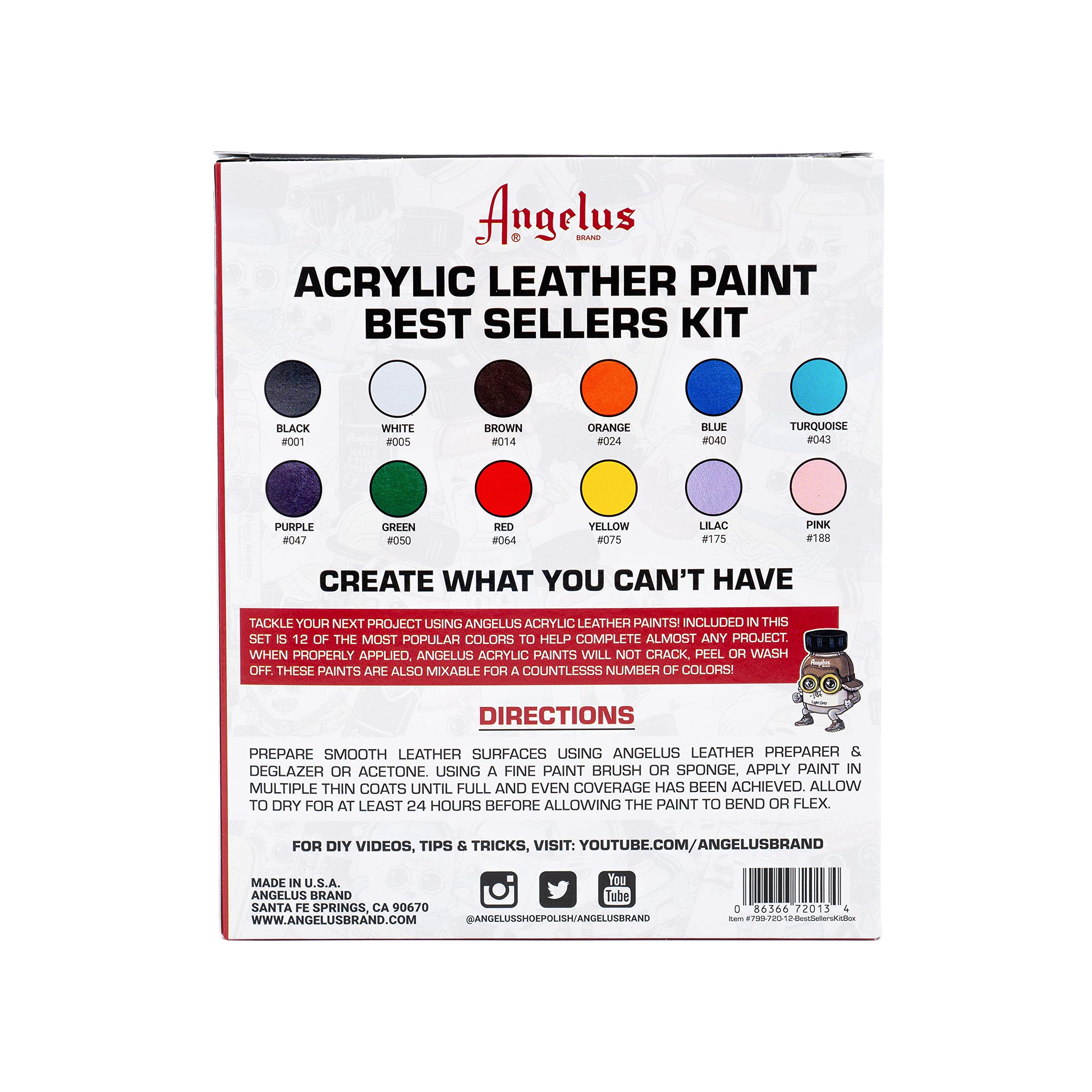 Angelus Leather Paint Starter Kit Set of 12 1 Ounce Bottles