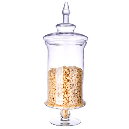 Clear Glass Apothecary Jar with Lid Decorative Candy Buffet Jars Elegant Glass Storage Containers for Weddings Home Bathroom Decor and Kitchen Centerpieces (D:6.9" H:17")