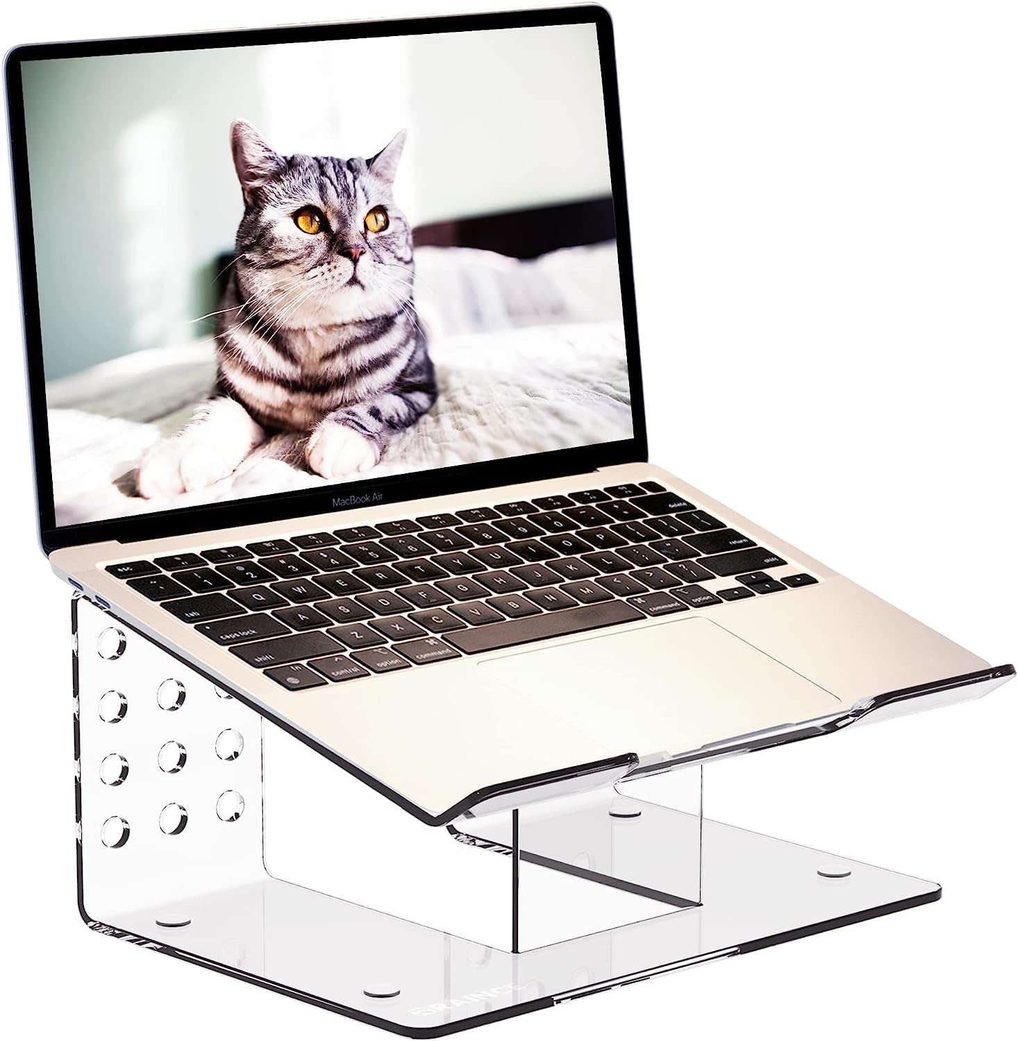RAINCE Acrylic Laptop Stand: Premium Clear Laptop Stand for Desk. Stable & Ergonomic Design with Anti-Slip & Scratch Protection. Compatible with 10 to 16 inch Laptops