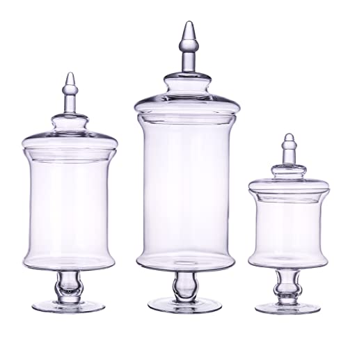 Clear Glass Apothecary Jar with Lid Decorative Candy Buffet Jars Elegant Glass Storage Containers for Weddings Home Bathroom Decor and Kitchen Centerpieces (D:6.9" H:17")