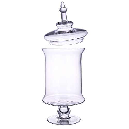 Clear Glass Apothecary Jar with Lid Decorative Candy Buffet Jars Elegant Glass Storage Containers for Weddings Home Bathroom Decor and Kitchen Centerpieces (D:6.9" H:17")