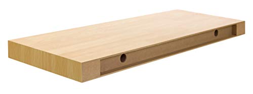 Kiera Grace kieragrace Stockholm Aberg Floating Shelf w/LED Light – Oak, 24" Matte Finish Wall Organization