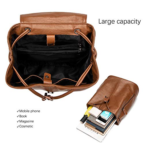 MINTEGRA Fashion Backpack for Women PU Leather Drawstring Shoulder Bags Travel Clutches Handbags Casual Purses