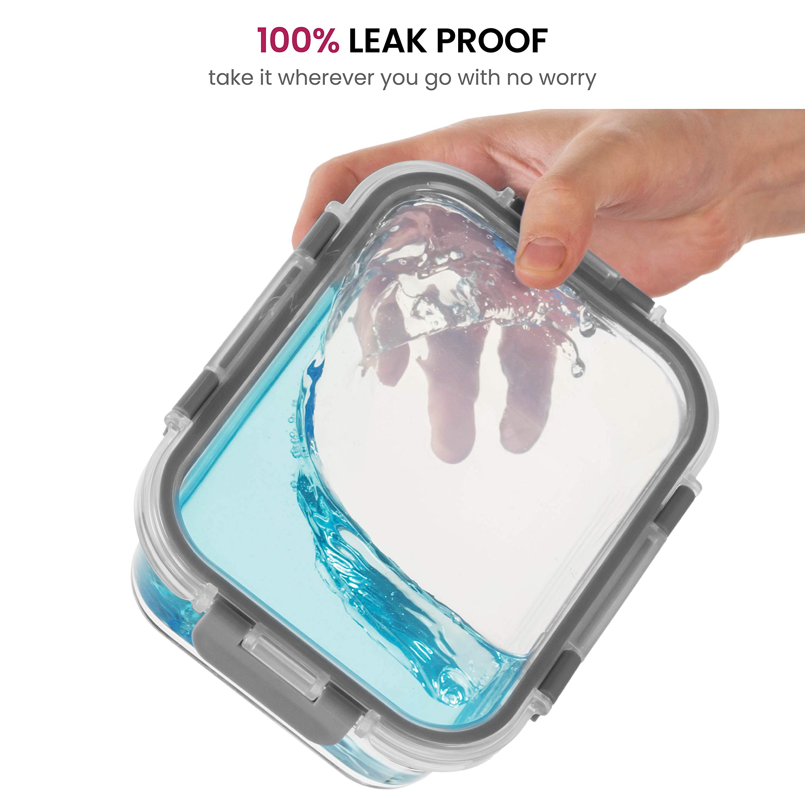 Superior Glass Round Meal Prep Containers -3pk (32oz) BPA-free Airtight Food Storage Containers with 100% Leak Proof Locking Lids, Freezer to Oven Safe Great on-the-go Portion Control Lunch Containers
