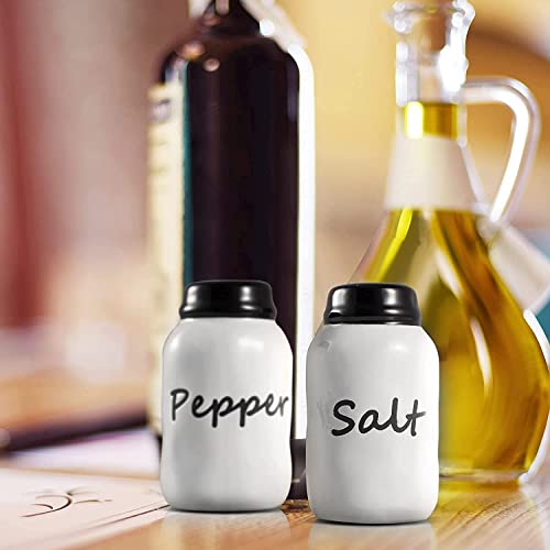 Salt and Pepper Shakers Set - Ceramic Salt and Pepper Shakers, Adorable Salt and Pepper Set for Kitchen Decor, Perfect for Cooking, RV, BBQ, Set of 2, 4 OZ