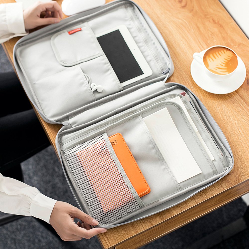 mygreen Multi-functional A4 Document Bags Portfolio Organizer-Waterproof Travel Pouch Zippered Case for Ipads, Notebooks Documents (Salmon Pink)