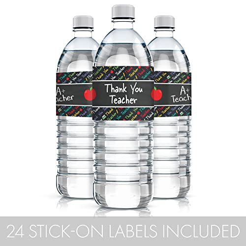 Thank You Teacher Water Bottle Labels - Teacher Appreciation - 24 Stickers