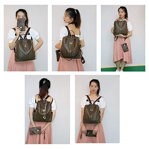 Makes Backpacks for Women Fashion PU Leather Bag Design Convertible Satchel Bag Travel Backpack Handbag and Purse 2Pcs