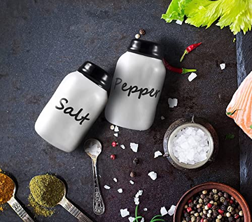 Salt and Pepper Shakers Set - Ceramic Salt and Pepper Shakers, Adorable Salt and Pepper Set for Kitchen Decor, Perfect for Cooking, RV, BBQ, Set of 2, 4 OZ