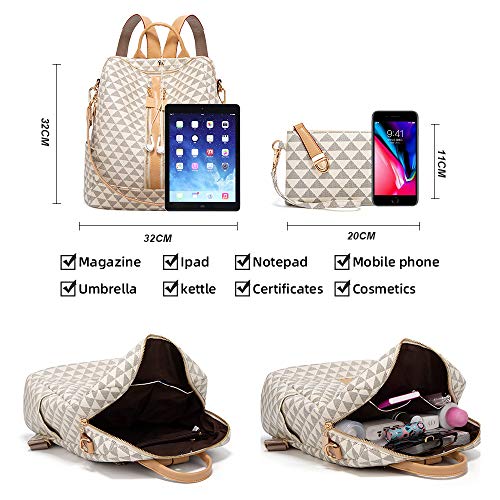 Makes Backpacks for Women Fashion PU Leather Bag Design Convertible Satchel Bag Travel Backpack Handbag and Purse 2Pcs