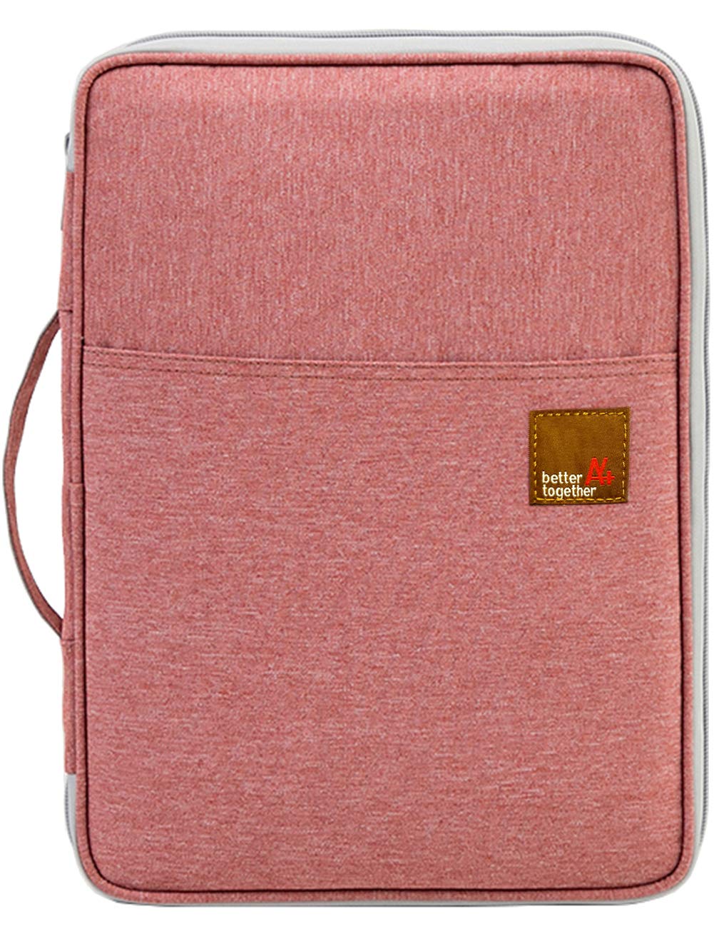 mygreen Multi-functional A4 Document Bags Portfolio Organizer-Waterproof Travel Pouch Zippered Case for Ipads, Notebooks Documents (Salmon Pink)