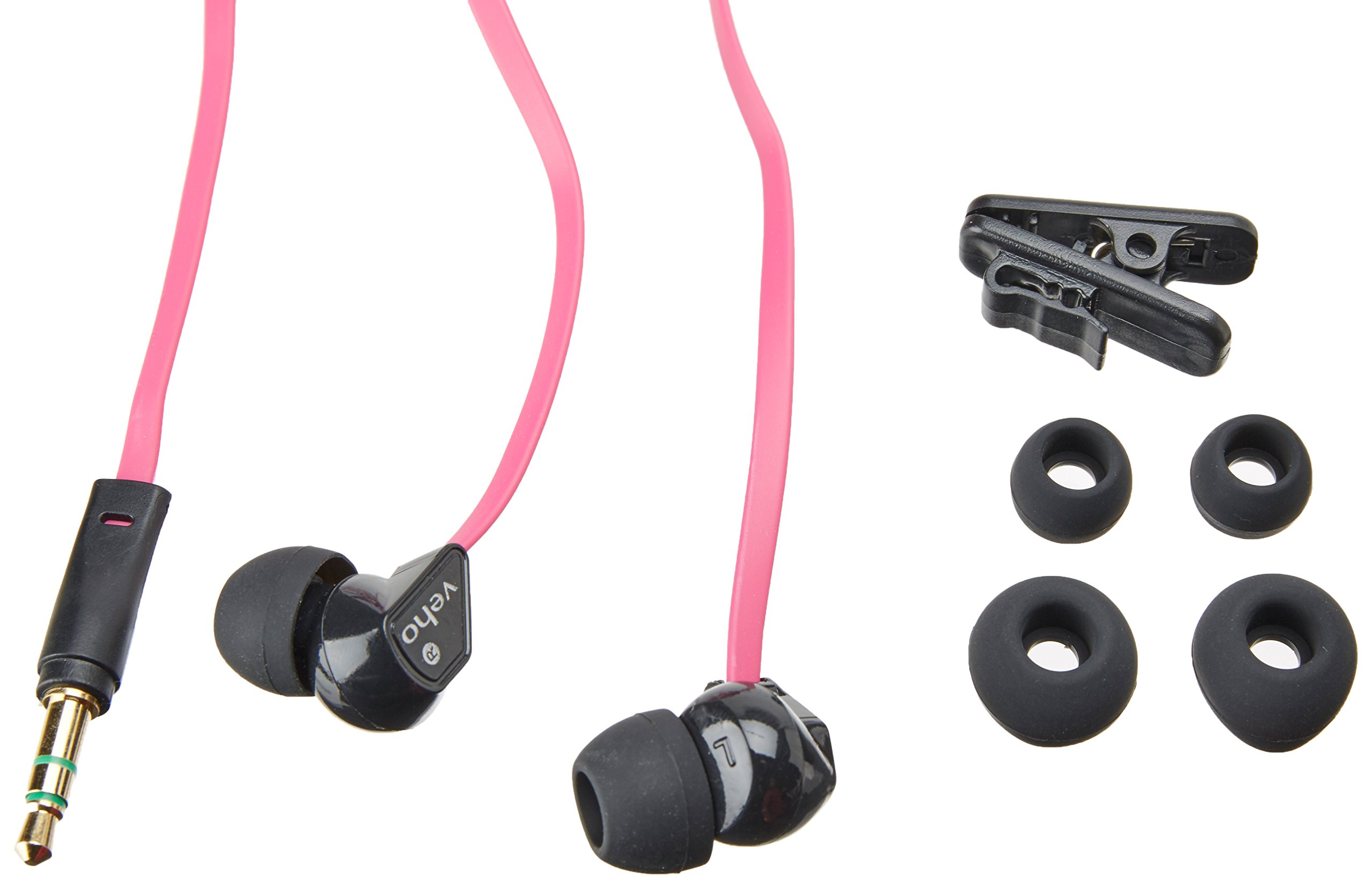 Veho VEP-003-360Z1-P 360 Stereo Noise Isolating Earphones with Flex 'Anti' Tangle Cord System, Pink