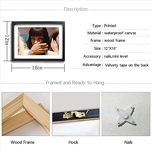 Antonia Bellamy Movie Pulp Fiction Wall Art The Toilet Poster Funny Bathroom Art Frame 12"X16"
