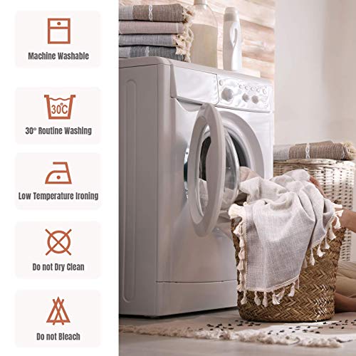 Vonabem Table Cloth Tassel Cotton Linen Table Cover for Kitchen Dinning Wrinkle Free Tablecloths Rectangle/Oblong (58''x86'', 6-8 Seats, Coffee)