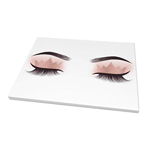 AuHomea 16inch x 12inch Crown Eye Lashes & Eyebrow Wall Art Canvas Paintings Printed On Wall Ready To Hang Unframed Artwork For Living Room Decor