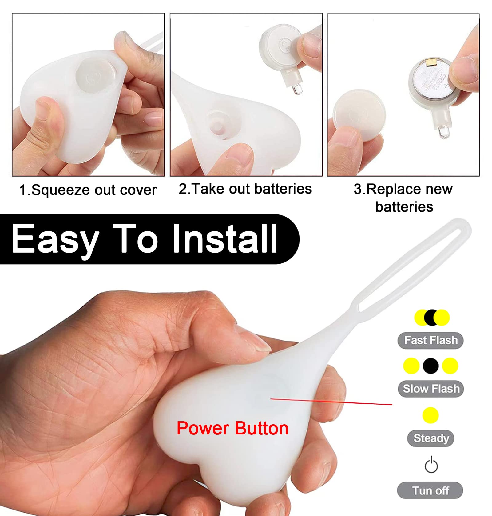 YUERWOVER Bike Balls Tail Light Silicone Cycling Creative Night Essential Reflectors Waterproof LED Warning Rear Light Heart Shaped Bicycle Seat Back Egg Lamp for Truck(Red)