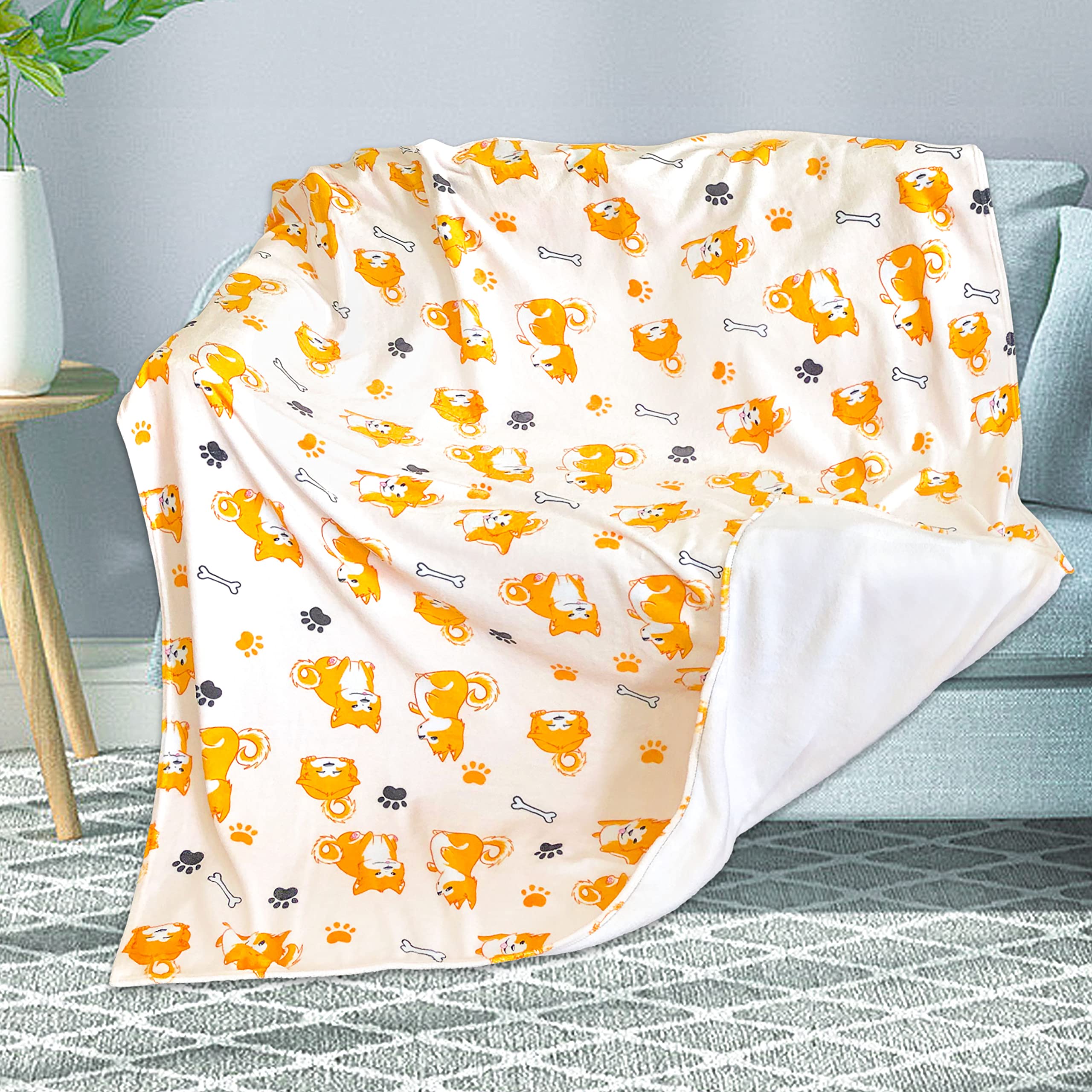 Corgi Blanket for Corgi Lovers Gifts Soft Kawaii Corgi Throw Flannel Blanket for Kids Couch Room Decor for Girls