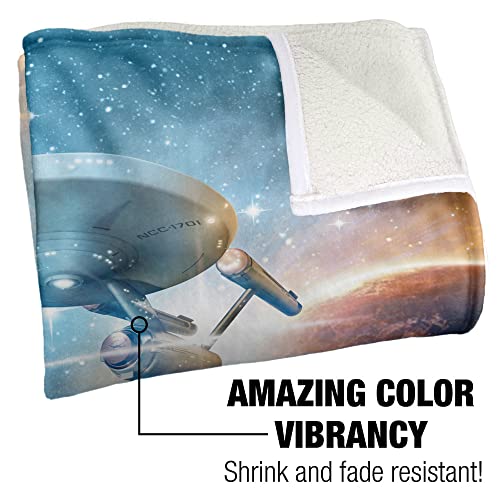Star Trek Blanket, 50"x60", Final Frontier Silky Touch Sherpa Back Super Soft Throw Blanket