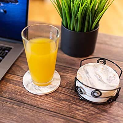 Frescorr - Black Wrought Iron Metal Coasters Holder for (4.25 INCH ) Round Coasters, Premium Quality!! (Black)