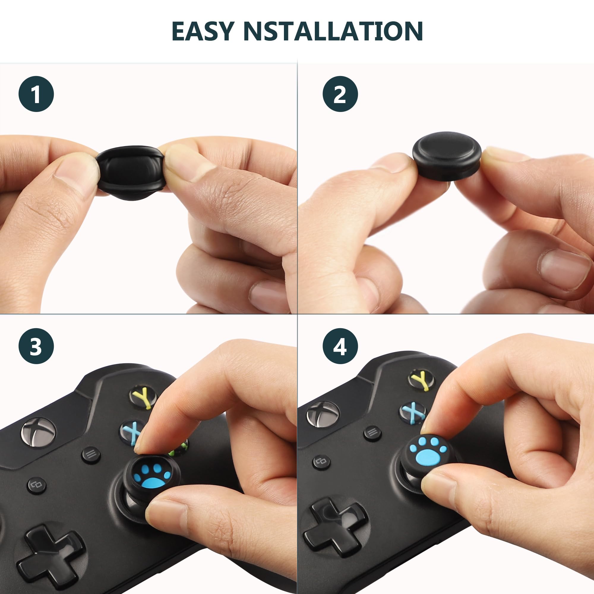 6PCS PS5 Silicone Thumb Cap, Non-Slip Silicone Analog Joystick Thumb Stick Grip Cap for PS2, PS3, PS4, PS5, Xbox One, Xbox Series X/S, Xbox 360, Switch Pro, Wii U Game Controller (Black Blue)