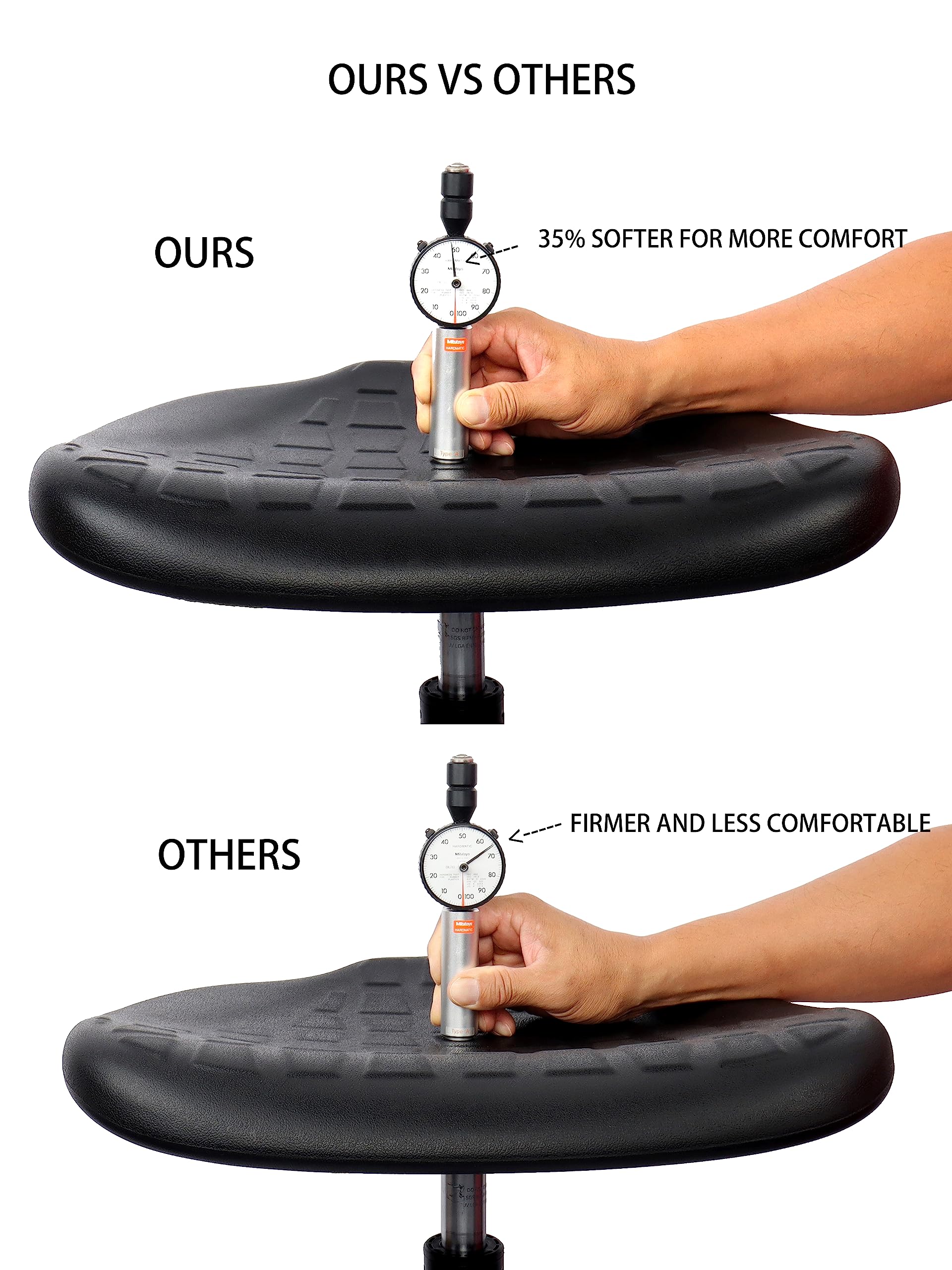 Aaron's Deluxe Polyurethane Drafting Lab Stool Chair, 18'' Adjustable Footring, 10'' Adjustable Height, 450 lb seat Capacity, Heavy Duty, Made and Built to Order here in The United States, Black