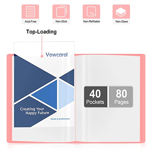 11x17 Portfolio Presentation Book - Art Portfolios 11x17 Binder with 40 Plastic Sleeves for Displaying 80 Pcs 11 x 17" Paper, Artwork, Prints or Posters - Pink