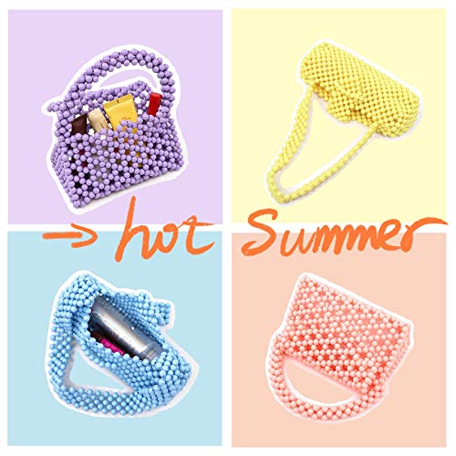 YUSHINY Women Candy Color Beaded Acrylic Handbag Evening Handmade Bags for Wedding Party (Clear)
