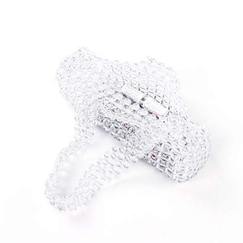 YUSHINY Women Candy Color Beaded Acrylic Handbag Evening Handmade Bags for Wedding Party (Clear)