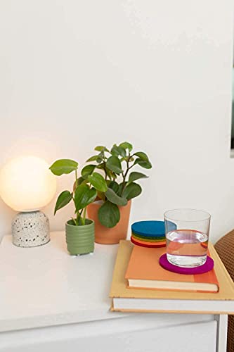 Graf Lantz Bierfilzl 100% Merino Wool Moisture Wicking, Absorbent Felt Coasters, Round, Multi-Color Set of 6, Rainbow