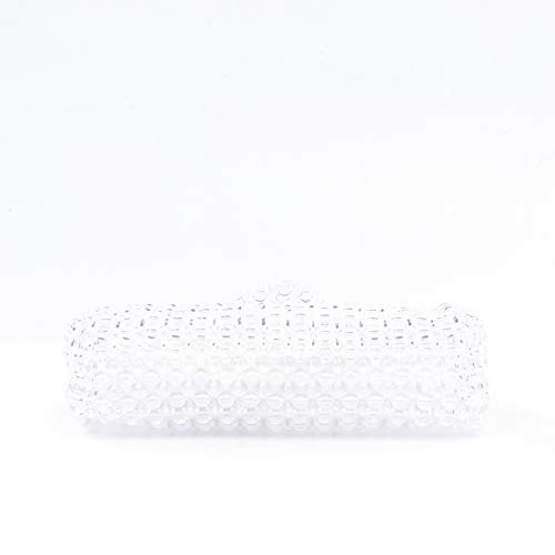 YUSHINY Women Candy Color Beaded Acrylic Handbag Evening Handmade Bags for Wedding Party (Clear)