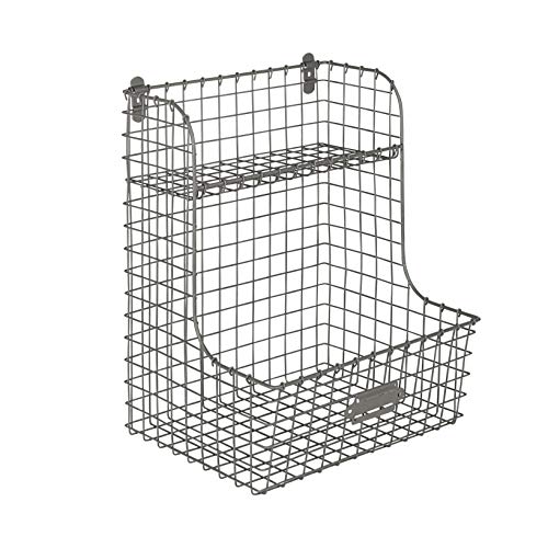 Spectrum Diversified Vintage Wall Mounted Storage Bin with Shelf Wall-Mount Storage Entryway, Mudroom, Closet Basket Organizer, Industrial Gray