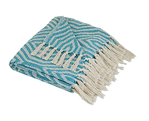 Turquoise Throw Blanket | Throw Blanket for Couch Sofa | Throw Blanket for Bedroom | Farmhouse Throw Blanket | Cozy Lightweight Decorative Throw for Bed | Living Throw Blanket | Knit Throw Blanket