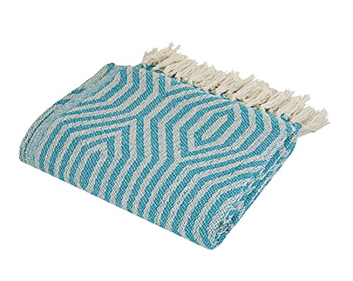 Turquoise Throw Blanket | Throw Blanket for Couch Sofa | Throw Blanket for Bedroom | Farmhouse Throw Blanket | Cozy Lightweight Decorative Throw for Bed | Living Throw Blanket | Knit Throw Blanket