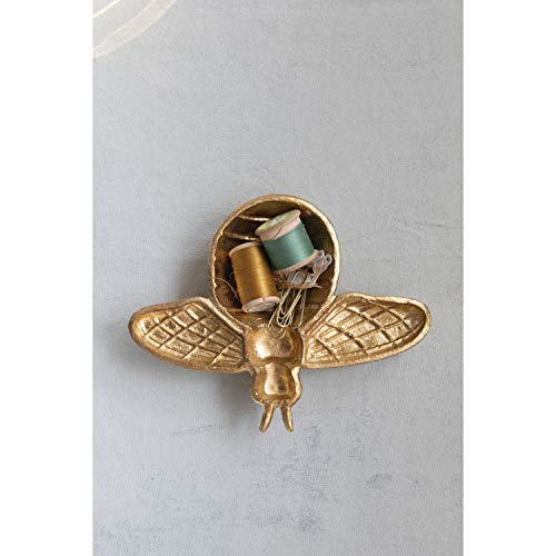Creative Co-Op Decorative Cast Iron Gold Bee Shaped Dish