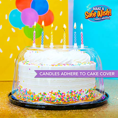Make a Safe Wish! Spiral Birthday Candles and Candle Holders, 2.5" Colorful Candles, Safe Kids Birthday Party, Keep from Spreading Germs - 24 Candles, 24 Holders