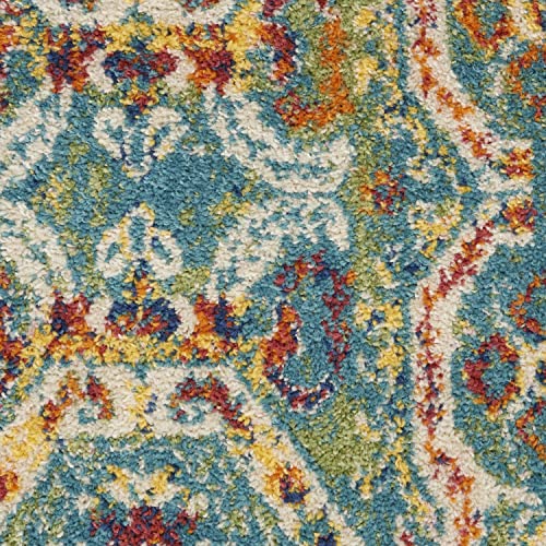 Nourison Allur Persian Turquoise Multicolor 2'3" x 7'6" Area -Rug, Easy -Cleaning, Non Shedding, Bed Room, Living Room, Dining Room, Kitchen (2x8)