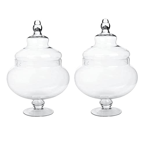 Livejun Glass Apothecary Jars Clear candy Buffet Display Small Elegant Storage Jars Decorative cookies Storage Clear Glass Canisters for Kitchen Wedding Party Set of 2
