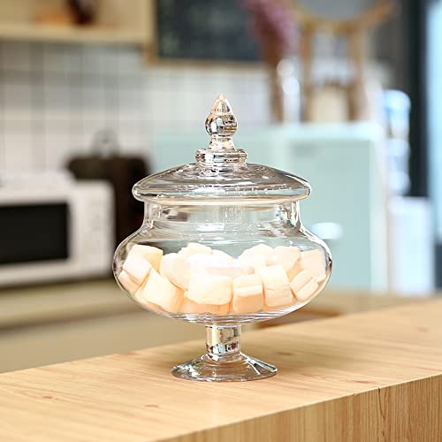 Livejun Glass Apothecary Jars Clear candy Buffet Display Small Elegant Storage Jars Decorative cookies Storage Clear Glass Canisters for Kitchen Wedding Party Set of 2