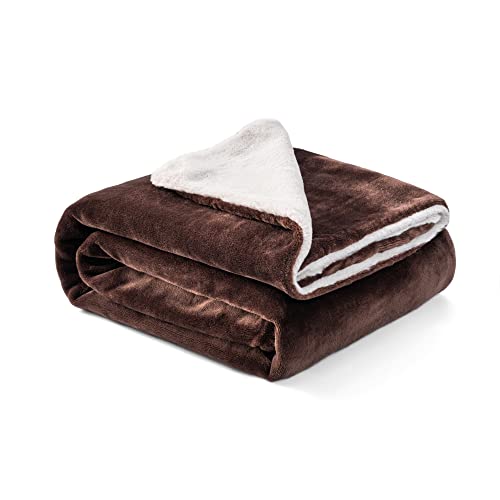 Mellowdy Faux Rabbit Fur Throw Blanket (Dark Brown, 50x60) - Plush, Luxury, Silky, Fluffy Throw for Couch, Sofa, Bed, Loveseat, Home Décor