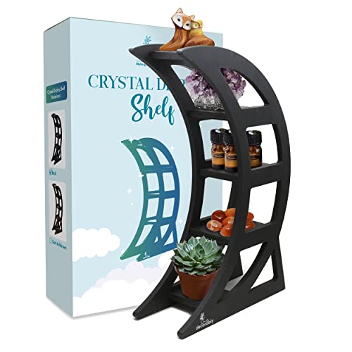 Decorably Crystal Shelf Display for Stones - Moon Crystal Shelf, Crystal Holder Shelf, Crystal Display Stand, Trinket Display Shelf for Crystals and Stones, Display for Crystals and Stones