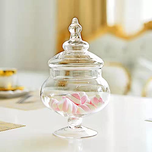 Livejun Glass Apothecary Jars Clear candy Buffet Display Small Elegant Storage Jars Decorative cookies Storage Clear Glass Canisters for Kitchen Wedding Party Set of 2