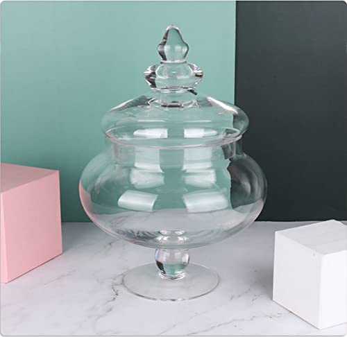 Livejun Glass Apothecary Jars Clear candy Buffet Display Small Elegant Storage Jars Decorative cookies Storage Clear Glass Canisters for Kitchen Wedding Party Set of 2