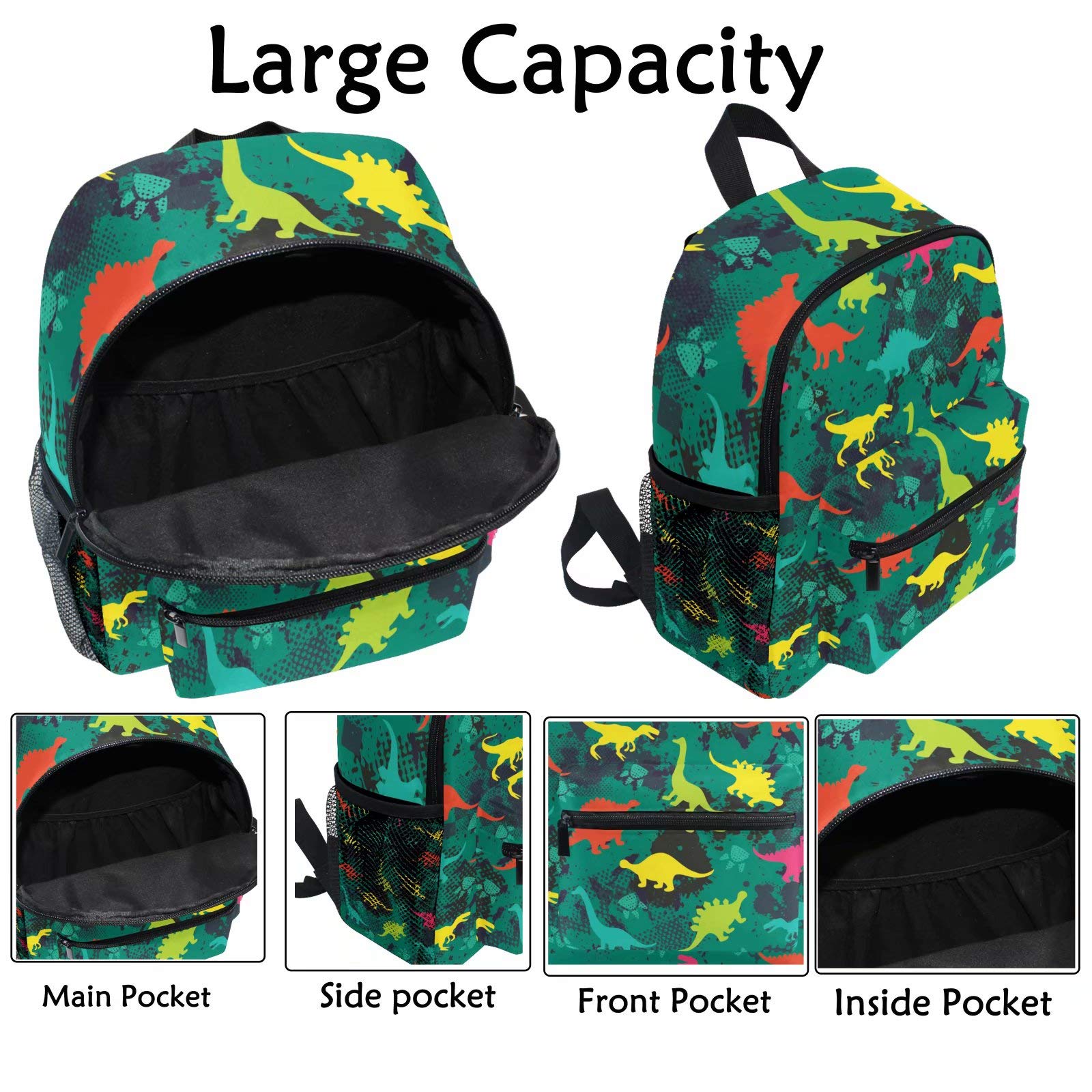 Dinosaur Backpack Animal Dino Backpacks Bookbag Toddler Daypack for Kids Girls Boys with Chest Strap Mini School Bags Water Resistant Durable for School Student