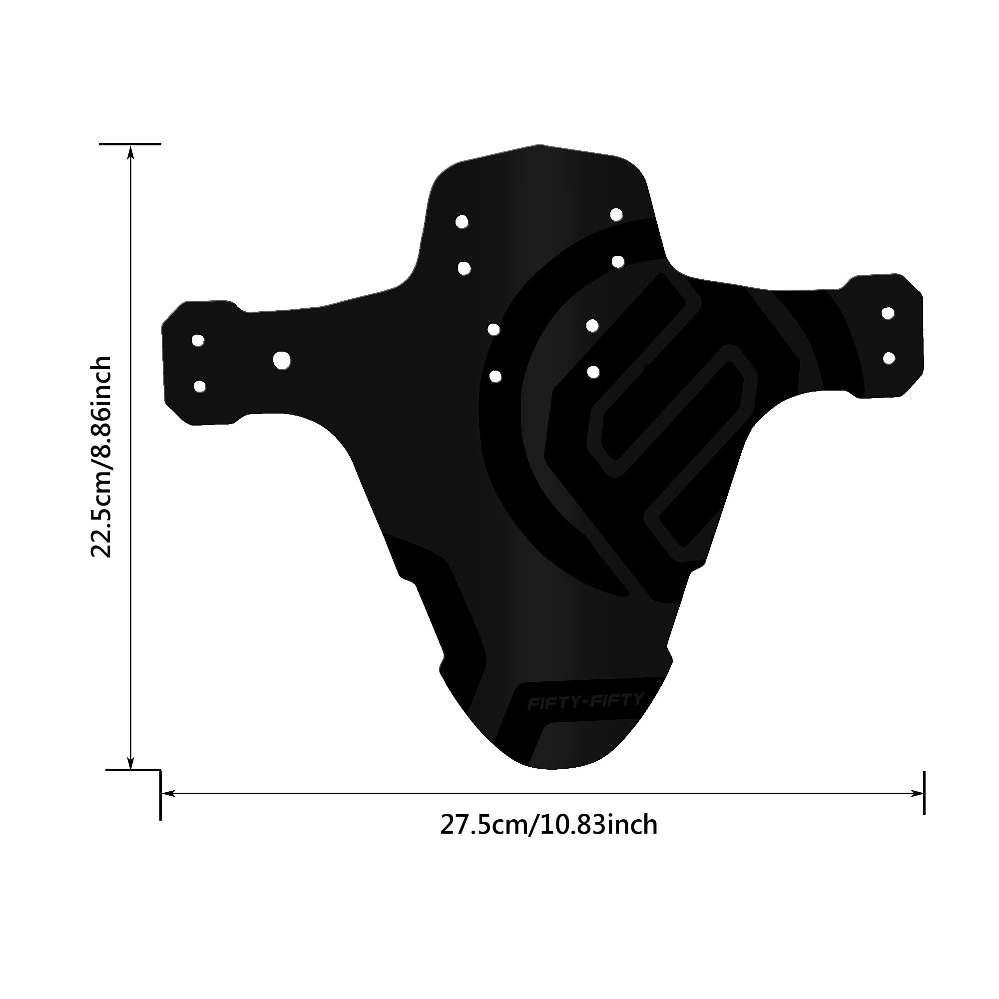 FIFTY-FIFTY 2-Pack Mountain Bike Fender, MTB Mudguard, Front and Rear Compatible Bicycle Mudguard, Fits 26", 27.5", 29", Plus Size and Fat Bike Wheel Sizes (Black)
