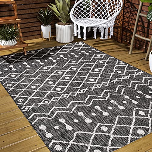 JONATHAN Y SMB131E-3 Nokat Tribal Bohemian Indoor Outdoor Area-Rug Bohemian Rustic Easy-Cleaning Bedroom Kitchen Backyard Patio Non Shedding, 3 X 5, Black/Ivory