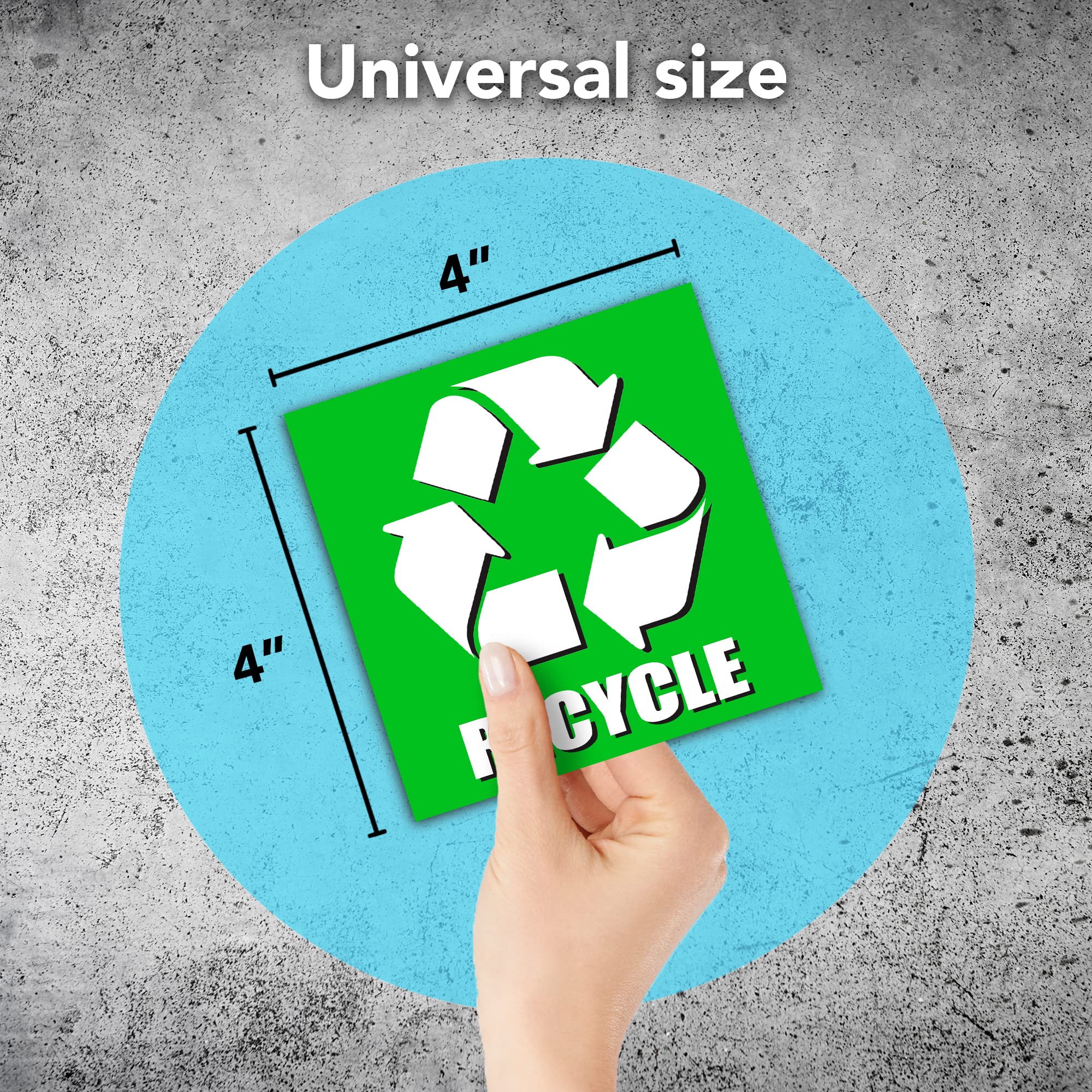 2 PC Recycling Stickers for Trash Can - 4 x 4 Vinyl Stickers - Waste Management Sticker - Trash Recycle Stickers - Green Recycling Bin Labels