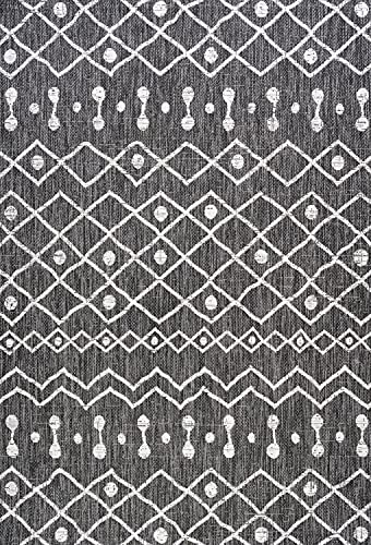 JONATHAN Y SMB131E-3 Nokat Tribal Bohemian Indoor Outdoor Area-Rug Bohemian Rustic Easy-Cleaning Bedroom Kitchen Backyard Patio Non Shedding, 3 X 5, Black/Ivory