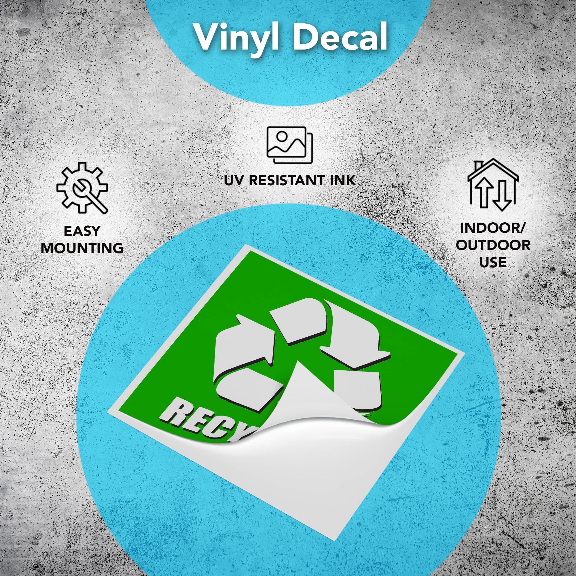2 PC Recycling Stickers for Trash Can - 4 x 4 Vinyl Stickers - Waste Management Sticker - Trash Recycle Stickers - Green Recycling Bin Labels