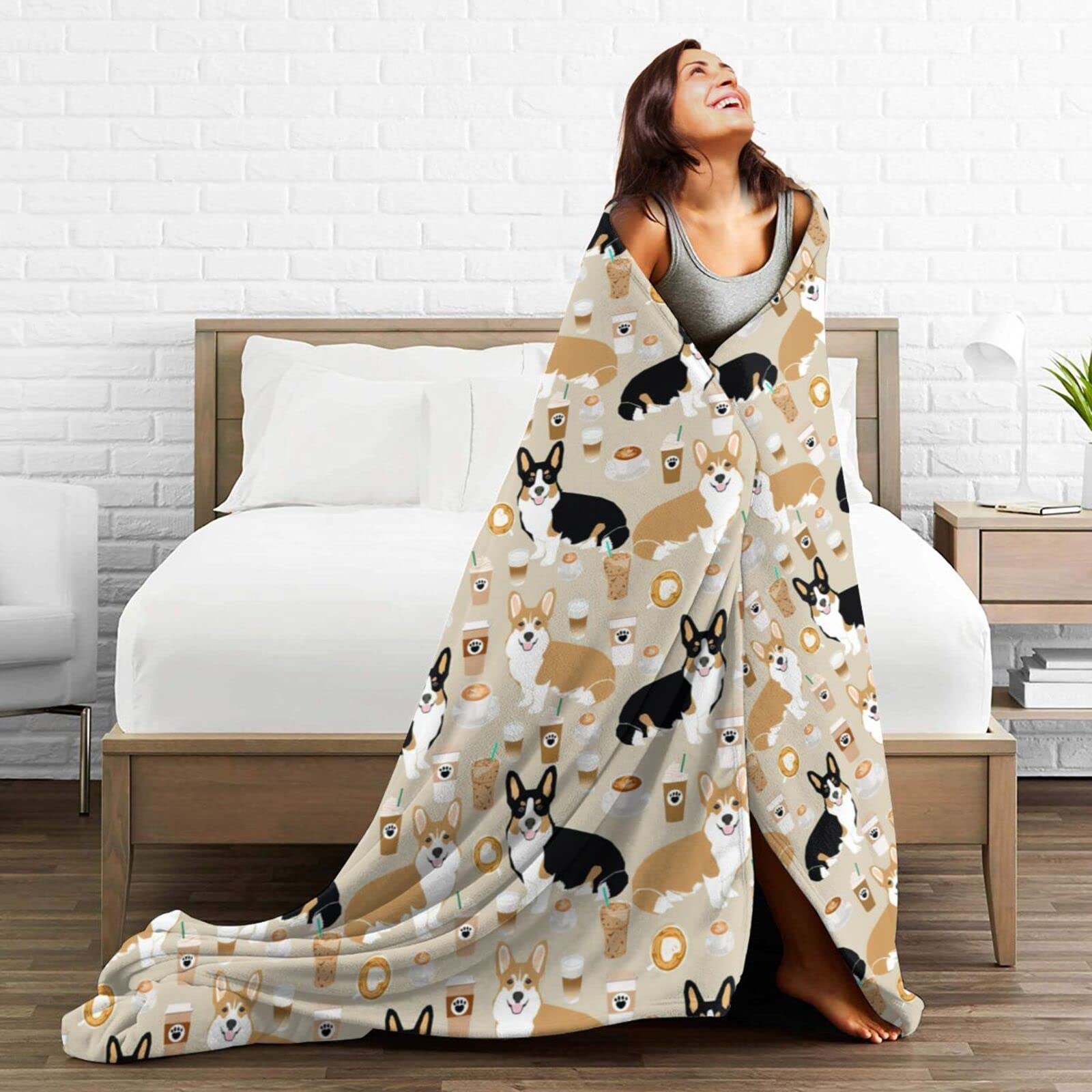 Corgi Blanket Cute Comfort Warm Corgi Throw Blanket Soft Fleece Blankets Corgi Gifts for Corgi Lovers Kids